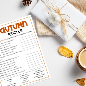 Fall Riddles Game Printable Autumn Games Fall Time - Etsy