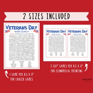 Veterans Day Word Search Game | Printable Veterans Day Party Games ...