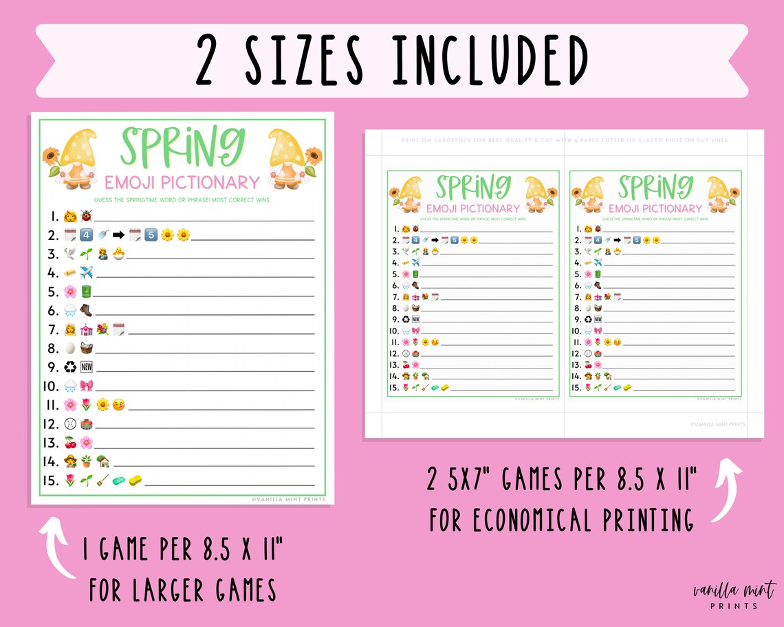 Spring Emoji Pictionary Game Printable Springtime Games - Etsy UK