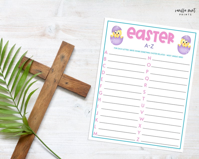 Easter A to Z Word Puzzle Printable Easter Games Party - Etsy