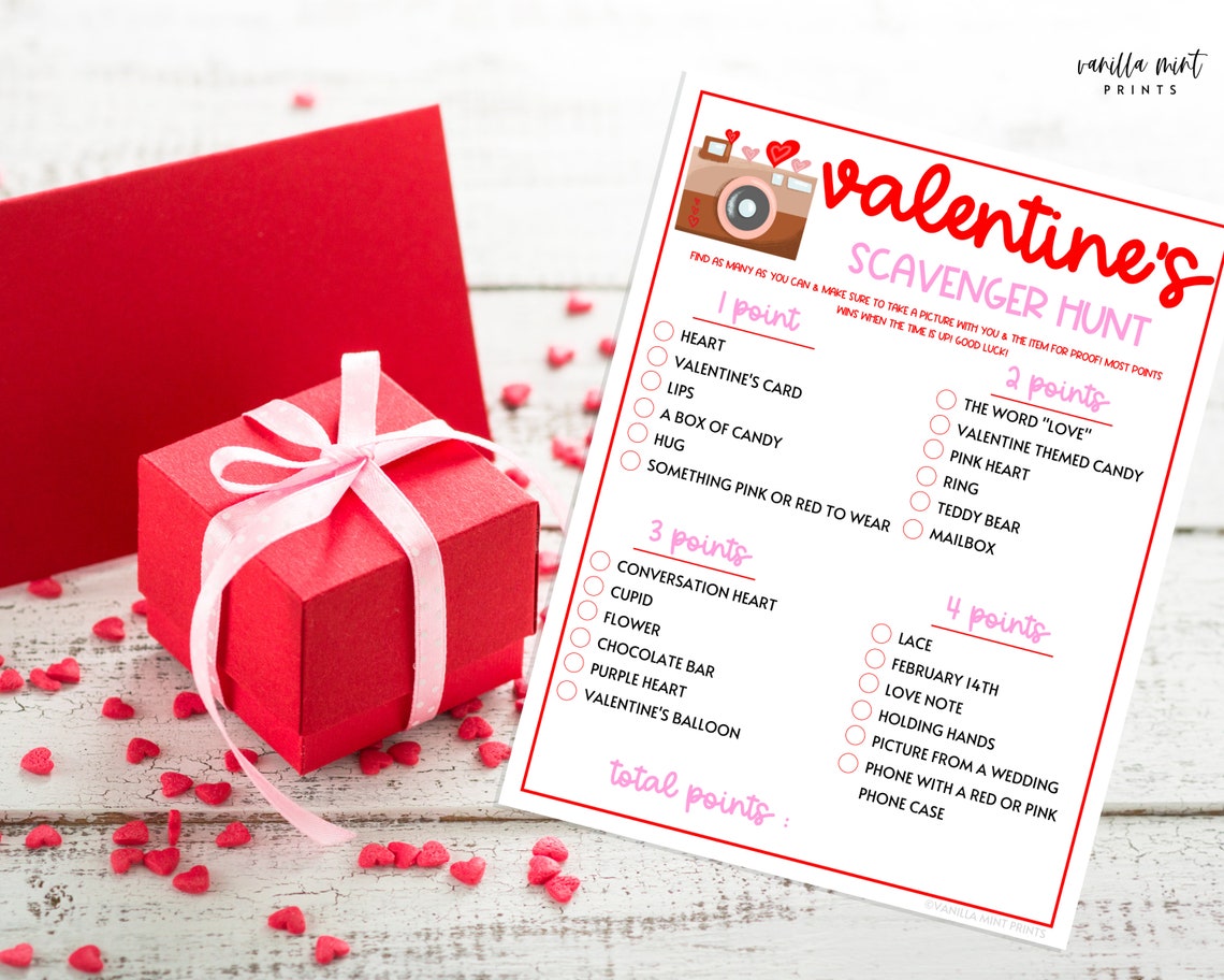 Valentine's Day Scavenger Hunt Game Valentine Printable - Etsy