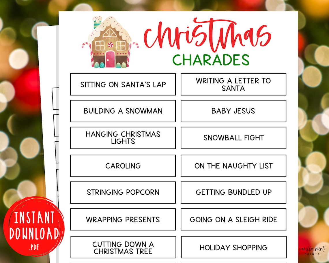 Christmas Charades Game Xmas Charades Games Fun Christmas | Etsy