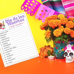 Día De Los Muertos Word Scramble | Printable Day of the Dead Party Game ...