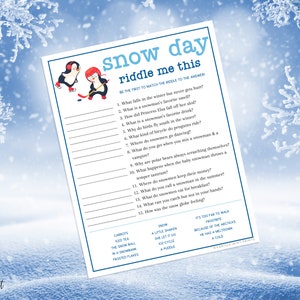 Snow Day Riddle Me This Game | Fun Printable Winter Game | Wintertime ...