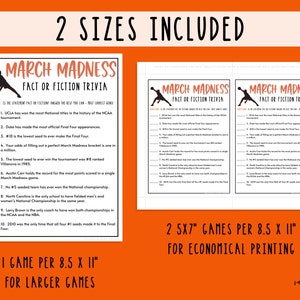 March Madness Fact or Fiction Trivia Game | Printable March Madness ...