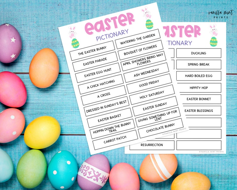 Easter Pictionary Game Printable Easter Games Party Games - Etsy