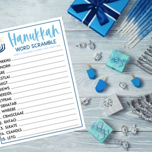 Hanukkah Word Scramble Party Games | Chanukah Celebration Games ...