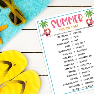 Summer This or That Printable Summertime Games Party Games | Etsy