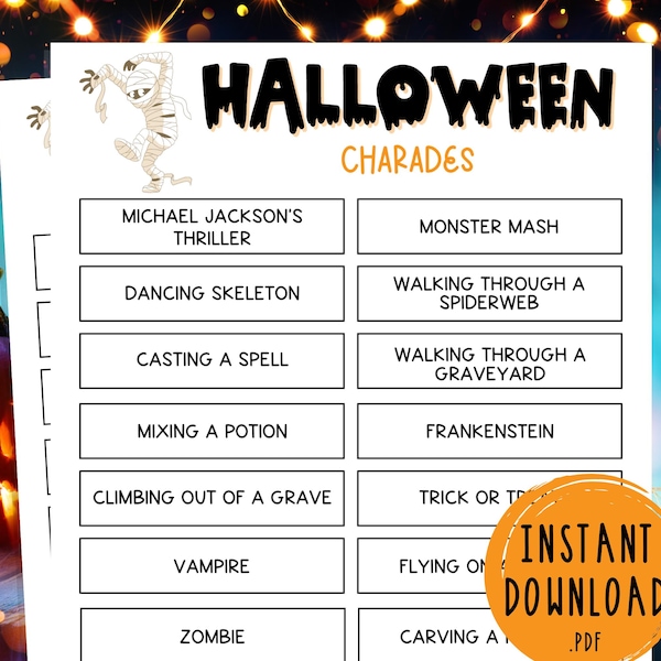 Halloween Charades Games - Etsy