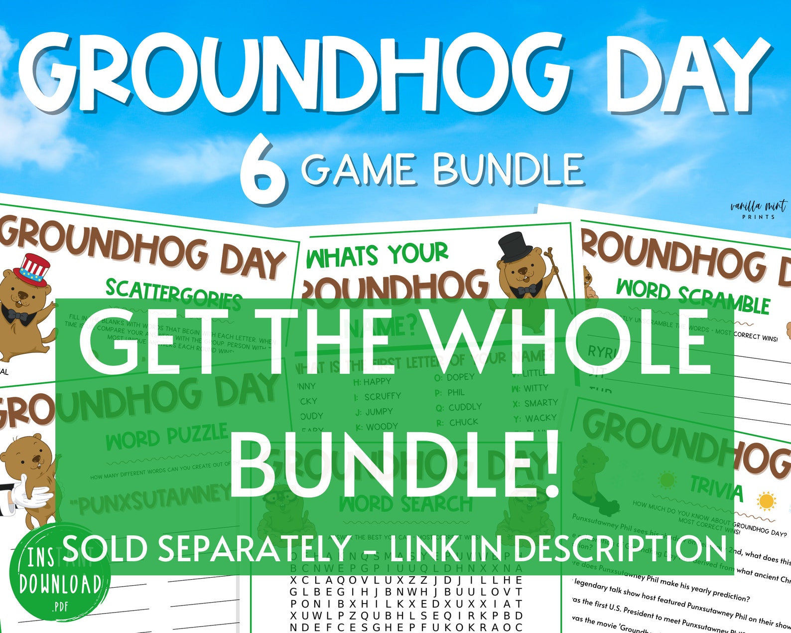 Whats Your Groundhog Name Game Punxsutawney Phil Printable - Etsy