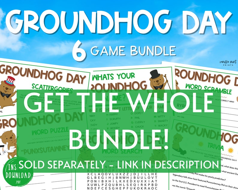 Whats Your Groundhog Name Game Punxsutawney Phil Printable - Etsy