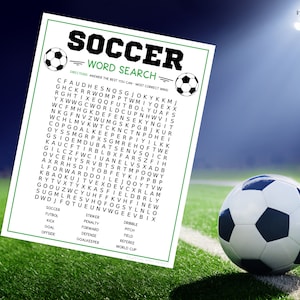 Soccer Word Search Game | Printable Soccer Team Party Games | Futbol ...