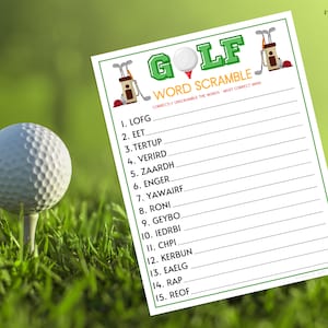 Golf Word Scramble Game | Printable Golf Team Party Game | Masters Golf ...