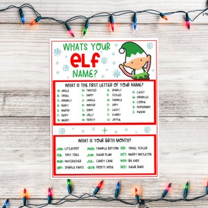 Whats Your Elf Name Game | Funny Christmas Printable Name Games ...