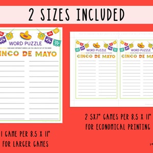 Cinco De Mayo Word Puzzle Game | Word Game | Mexican Party Games | Fun ...