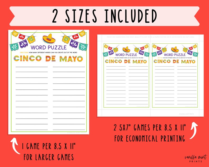 Cinco De Mayo Word Puzzle Game Word Game Mexican Party - Etsy