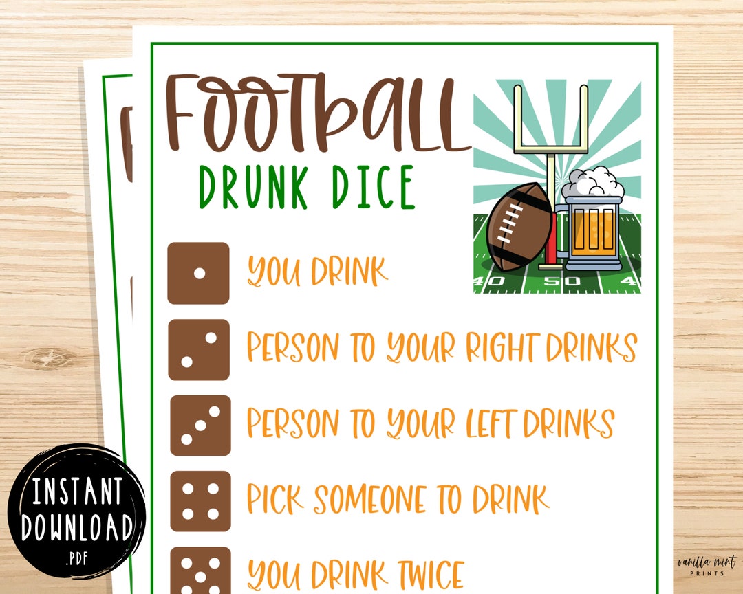 Football Drunk Dice Drinking Game | Super Bowl Party Games | Fun Super ...