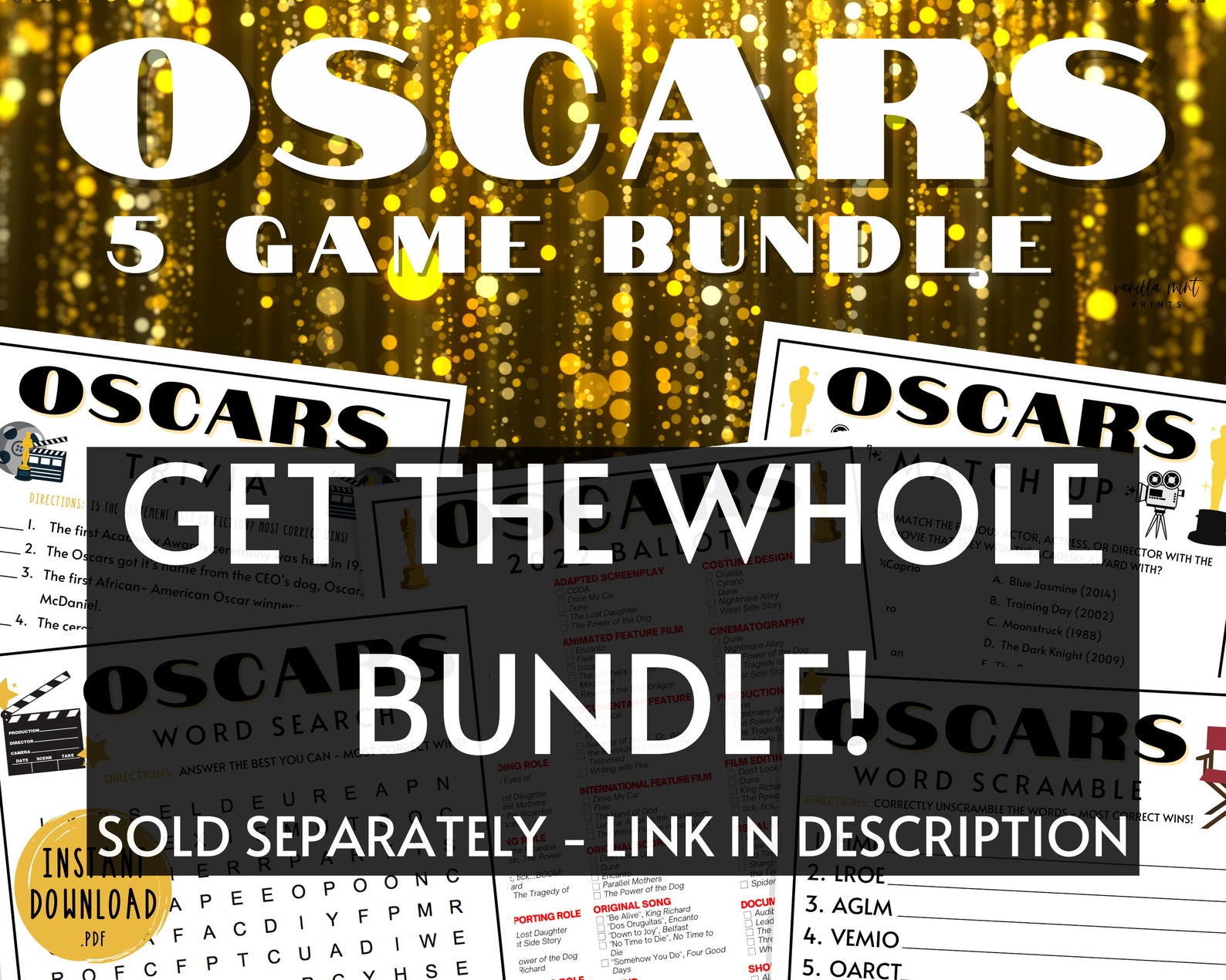 Oscars Match up Trivia Game | 94th Academy Awards Party Games | Oscars ...