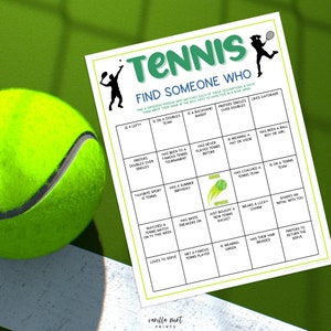 Tennis Find Someone Who Game | Printable Tennis Themed Party Games ...
