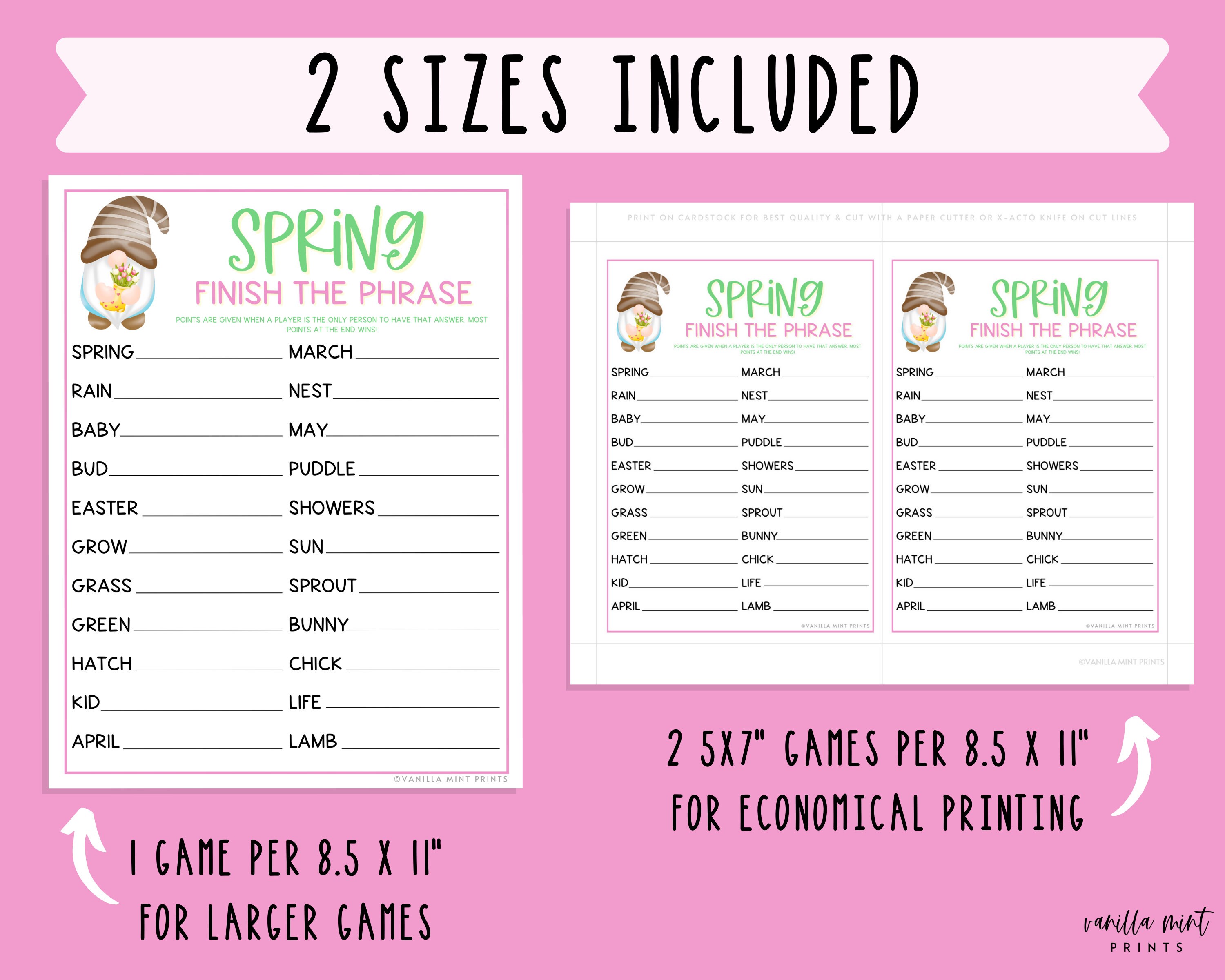 Spring Finish the Phrase | Printable Springtime Games | Party Games ...