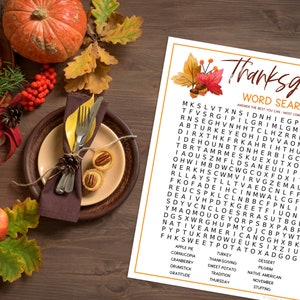 Thanksgiving Word Search Game | Thanksgiving Printable Games | Fun ...