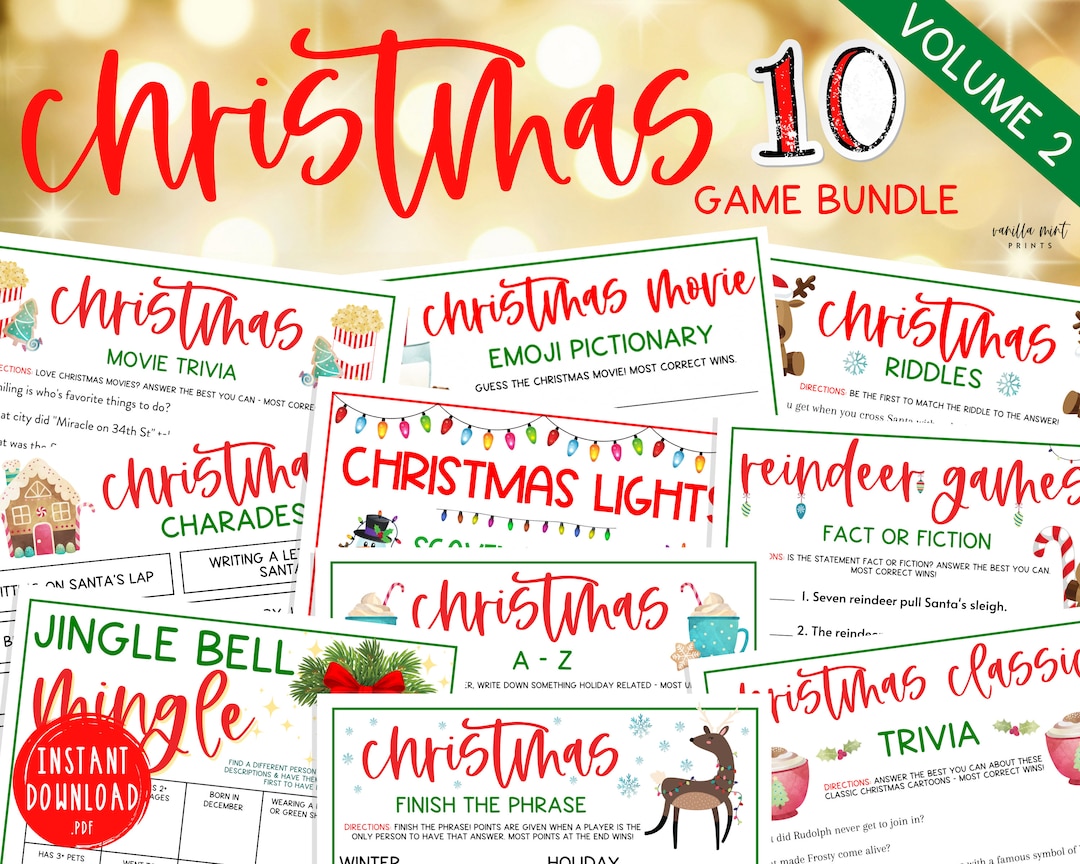 Christmas Game BUNDLE Volume 2 | 10 Christmas Printable Games ...