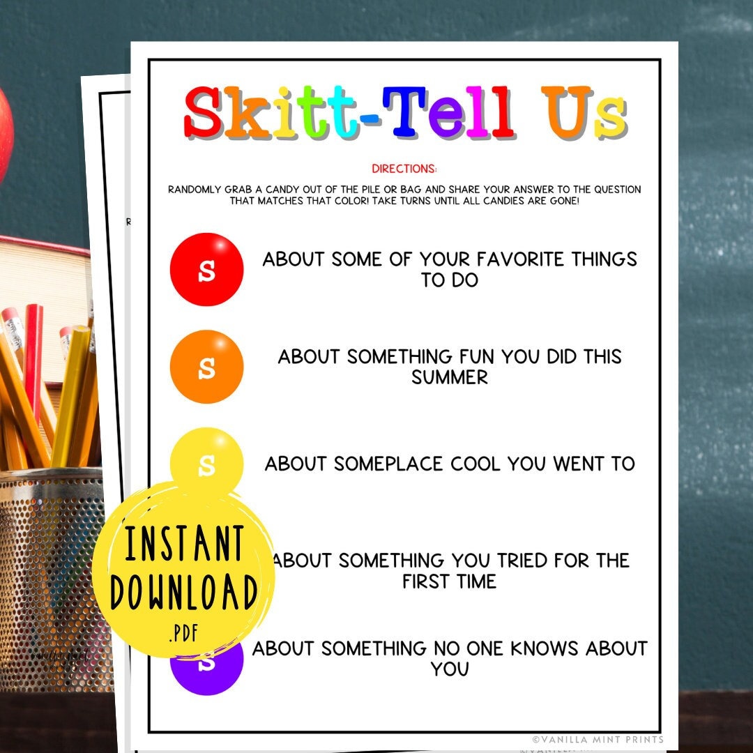 Skitt-tell Us Icebreaker Game | Back to School | First Day of School ...