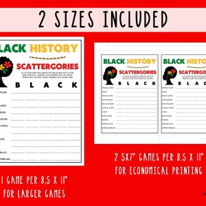 Black History Month Scattergories Game | African American History ...
