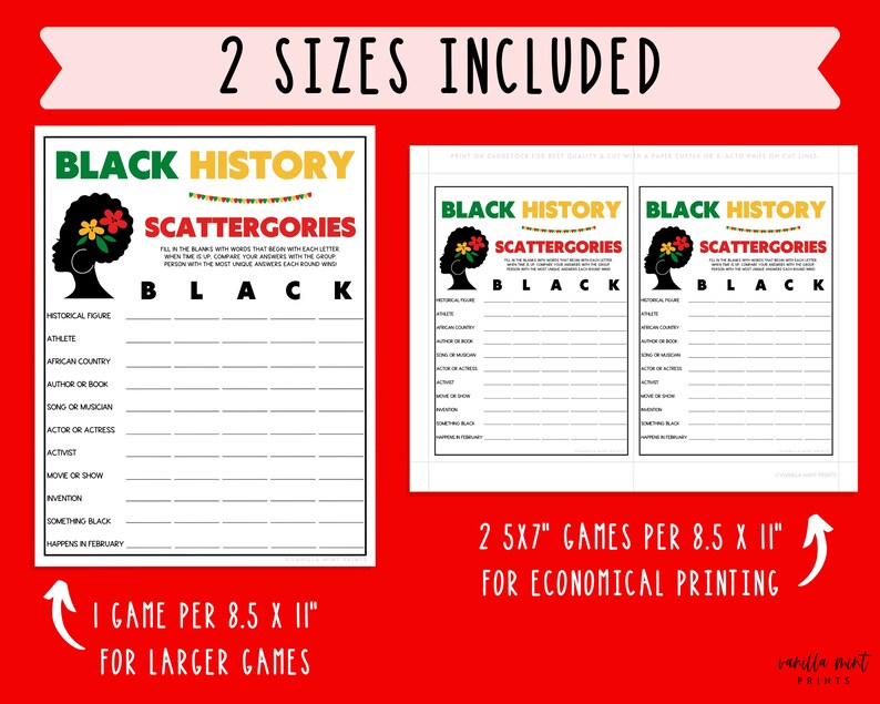 Black History Month Scattergories Game African American - Etsy
