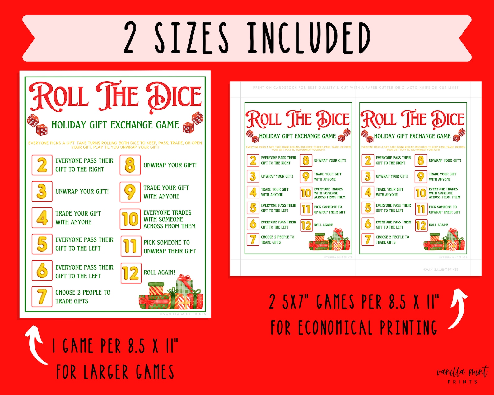 Roll the Dice Holiday Gift Exchange Game Christmas Printable - Etsy