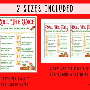 Roll the Dice Holiday Gift Exchange Game | Christmas Printable Games ...