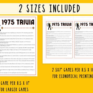 1975 Trivia 70s Pop Culture Trivia Party Game50th Birthday Back to 70s ...