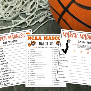 March Madness 10 Game Bundle | Ten Printable March Madness Party Games ...