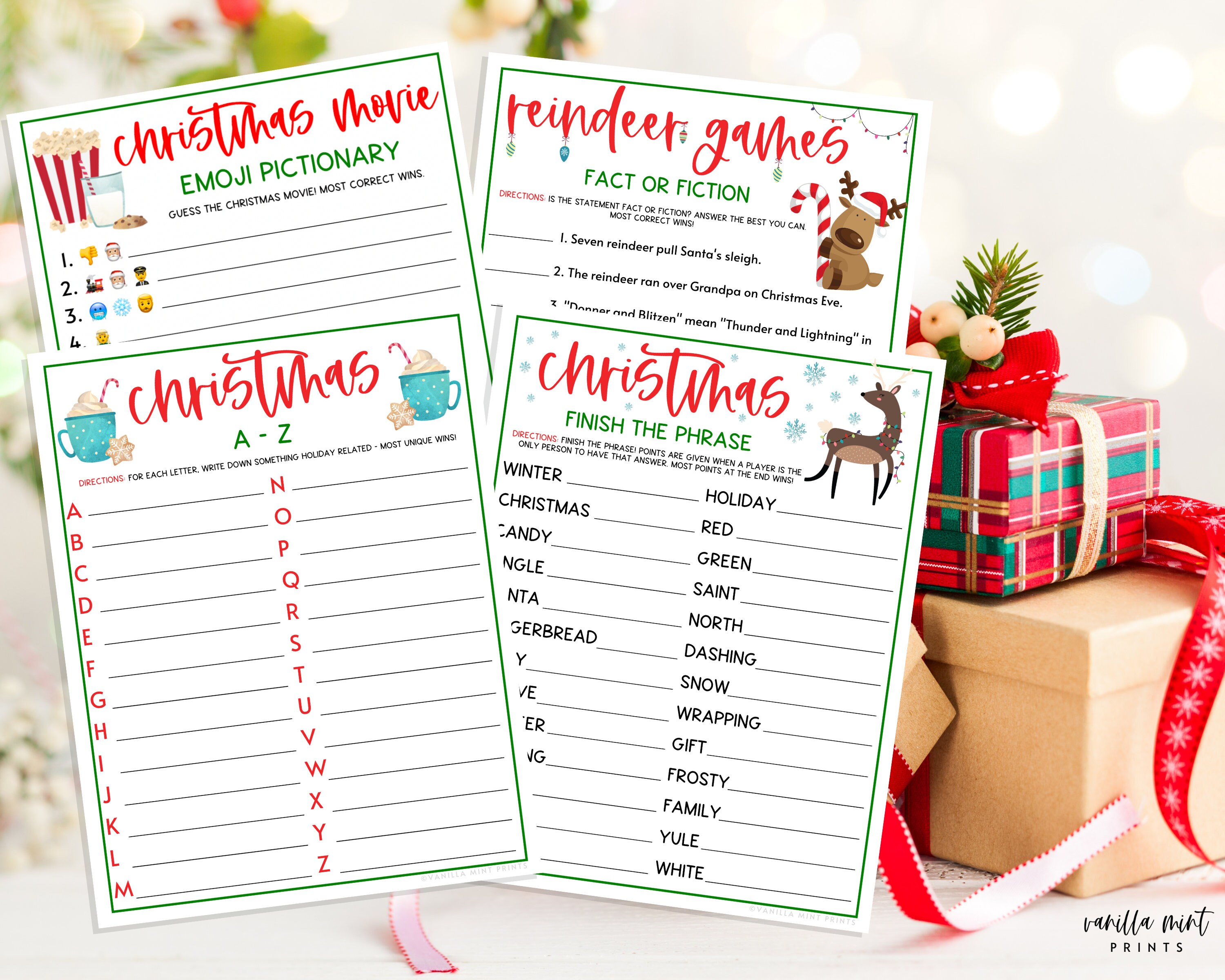 Christmas Game BUNDLE Volume 2 10 Christmas Printable Games | Etsy