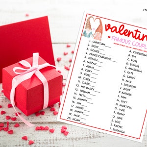 Valentine's Day Famous Couples Match Game | Valentine Printable Games ...