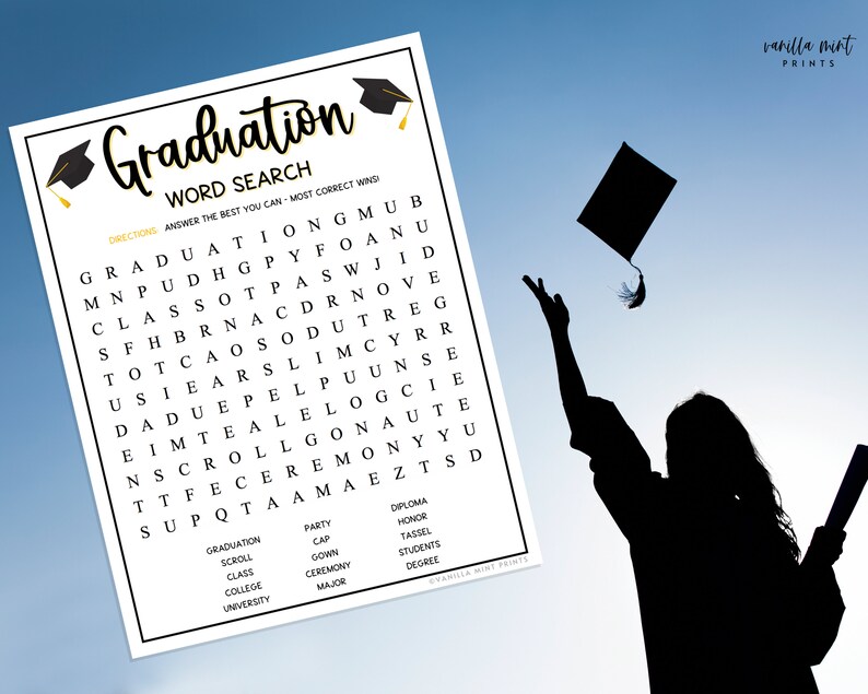 Graduation Games Word Search Fun Graduation Party Games - Etsy