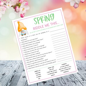 Spring Riddle Me This Game | Printable Springtime Games | Party Games ...