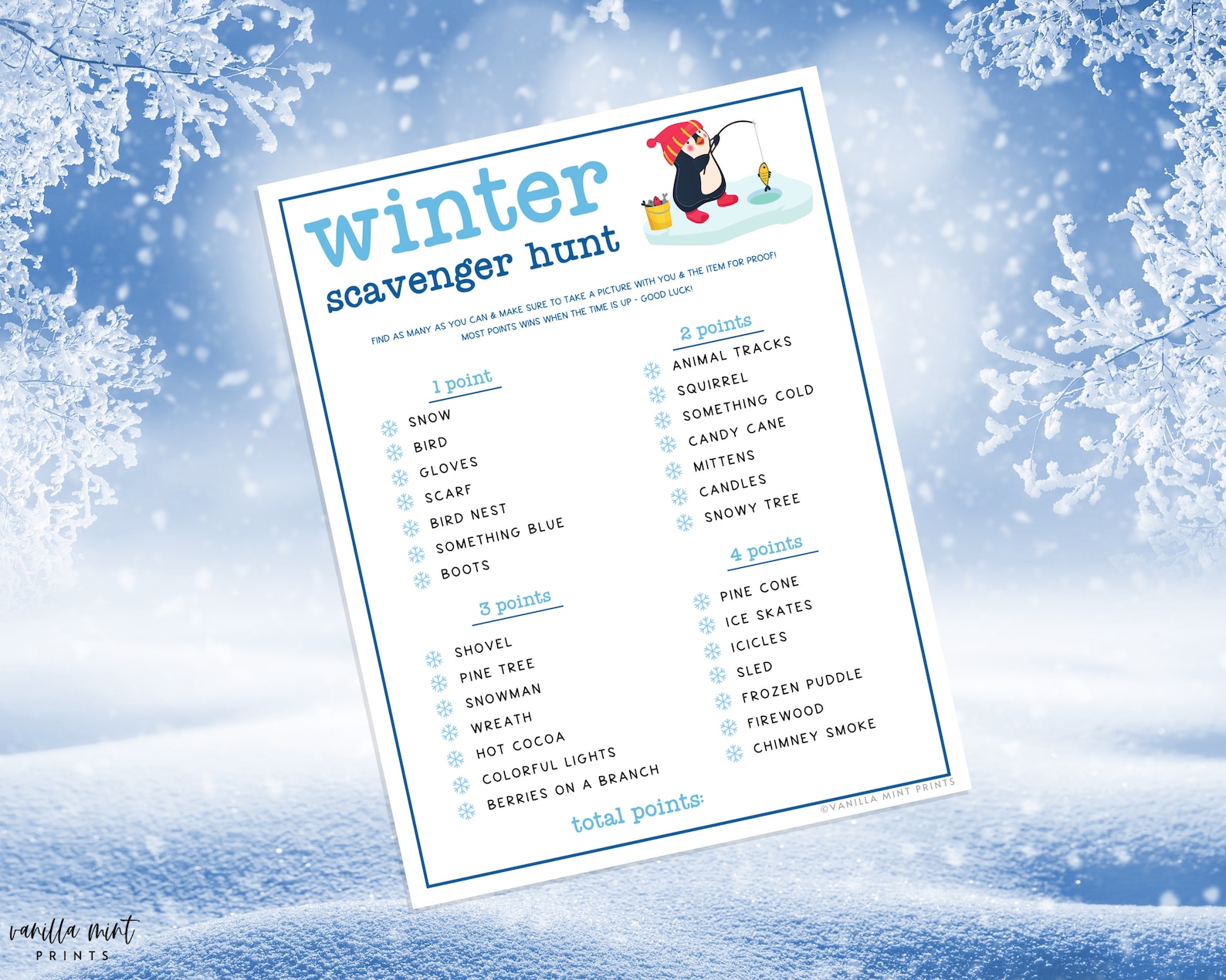 Winter Scavenger Hunt Game Fun Printable Winter Games | Etsy
