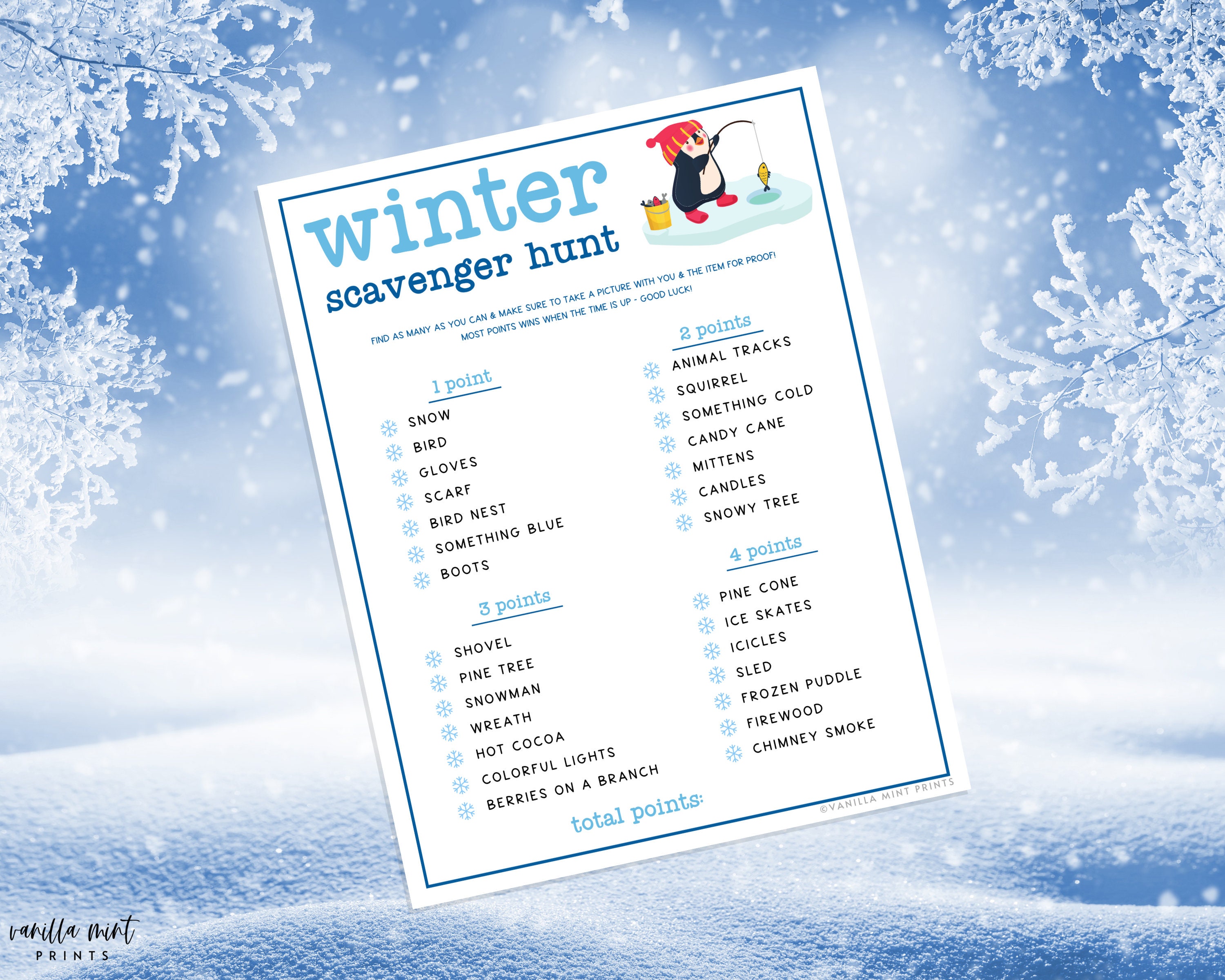 Winter Scavenger Hunt Game Fun Printable Winter Games | Etsy