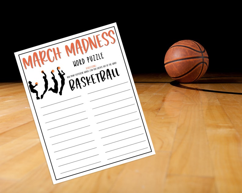 March Madness Word Puzzle Game Printable March Madness Party - Etsy
