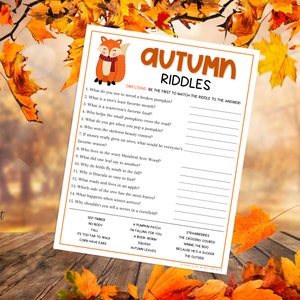 Fall Riddles Game Printable Autumn Games Fall Time - Etsy