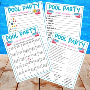 Pool Party 10 Party Game BUNDLE | Fun Printable Summertime Party Games ...