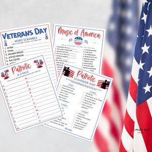 Veterans Day 10 Game BUNDLE | Printable Veterans Day Games | America ...