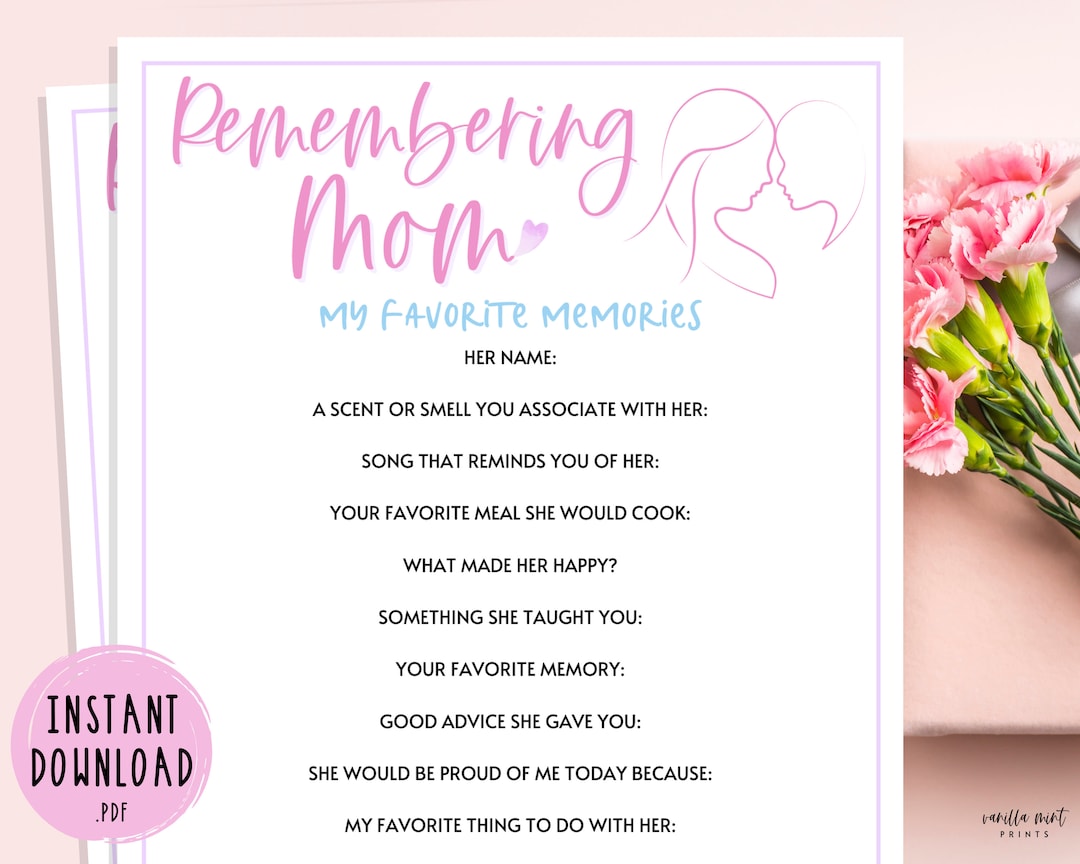 Remembering Mom Print Mother's Day in Heaven Memories of Mom Memorial ...