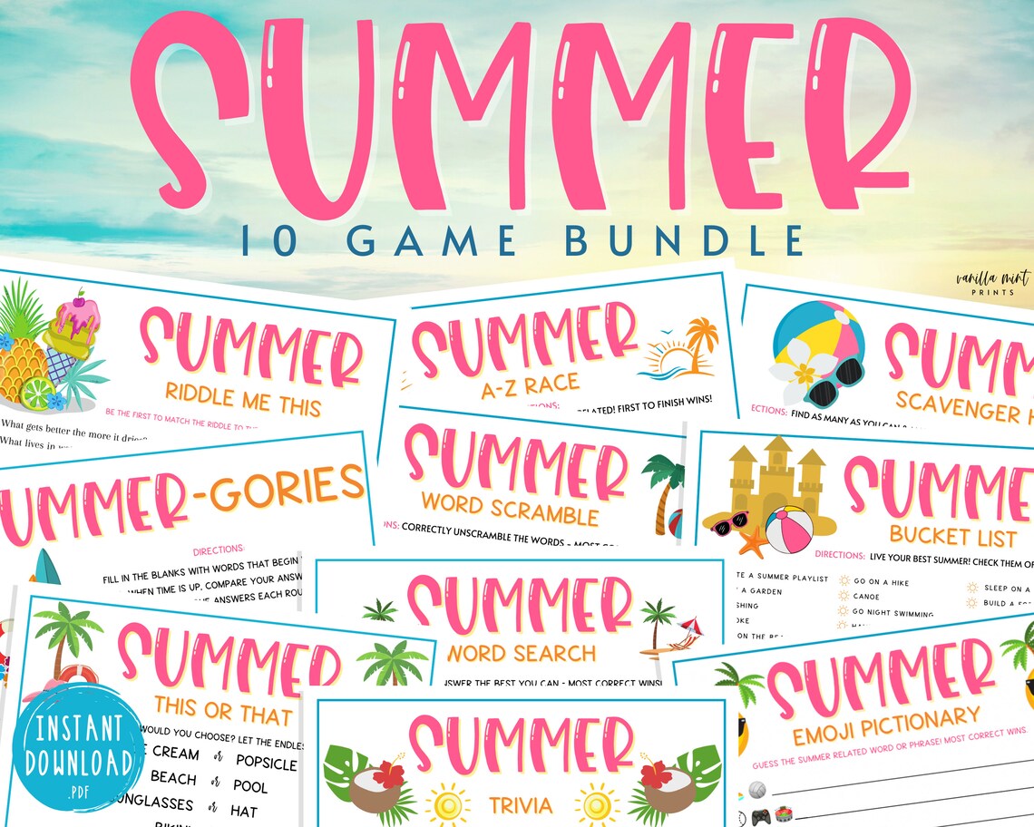 Summer 10 Game BUNDLE Printable Summertime Games Party - Etsy