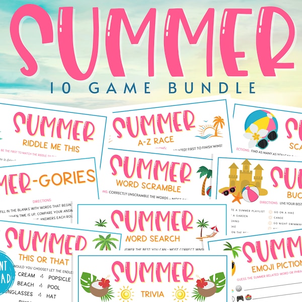 Summer Printable Games - Etsy