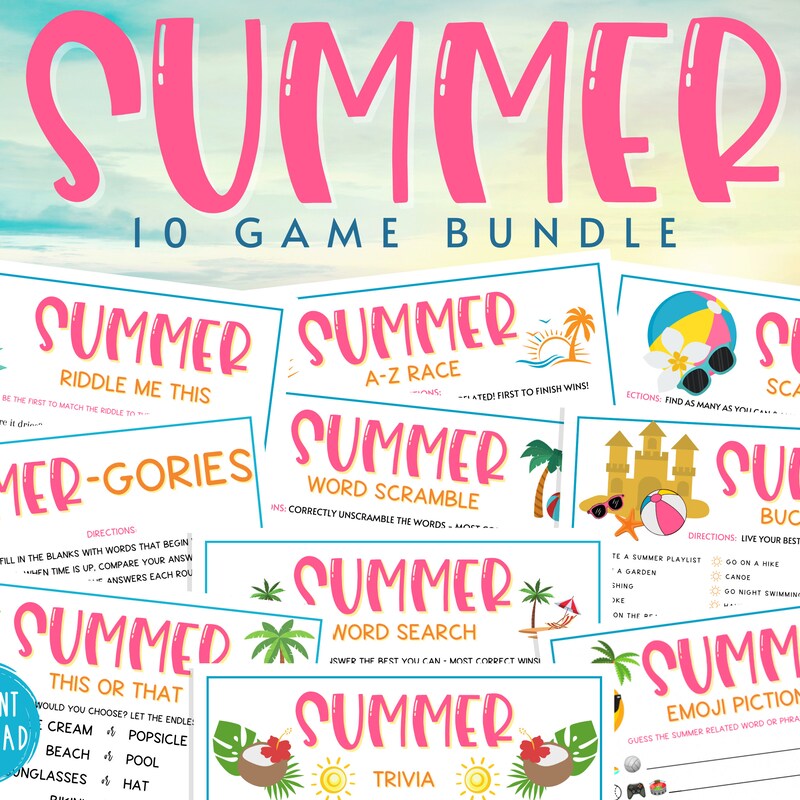 Summer Printable Games - Etsy