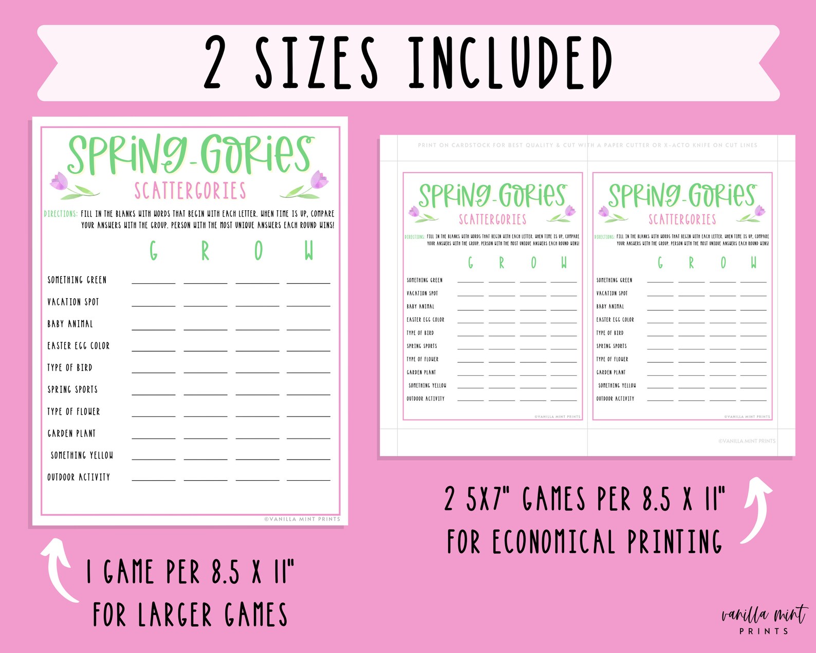 Spring Scattergories Spring-Gories Printable Springtime | Etsy