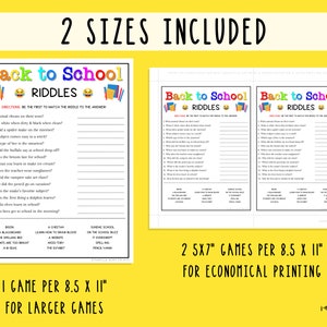 Back to School Game Riddles First Day of School Activities - Etsy