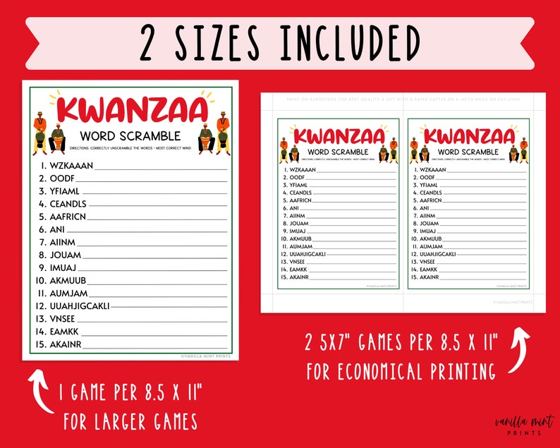 Kwanzaa Word Scramble | Printable Kwanzaa Party Games | Fun Activities ...